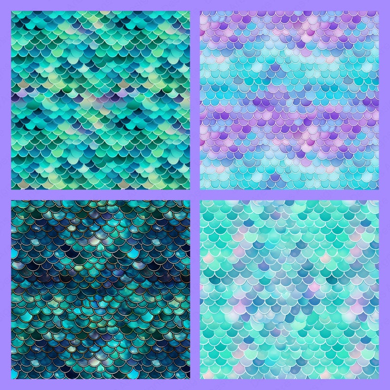 12 Seamless Mermaid Scale Patterns, Seamless Patterns, Ocean Patterns ...