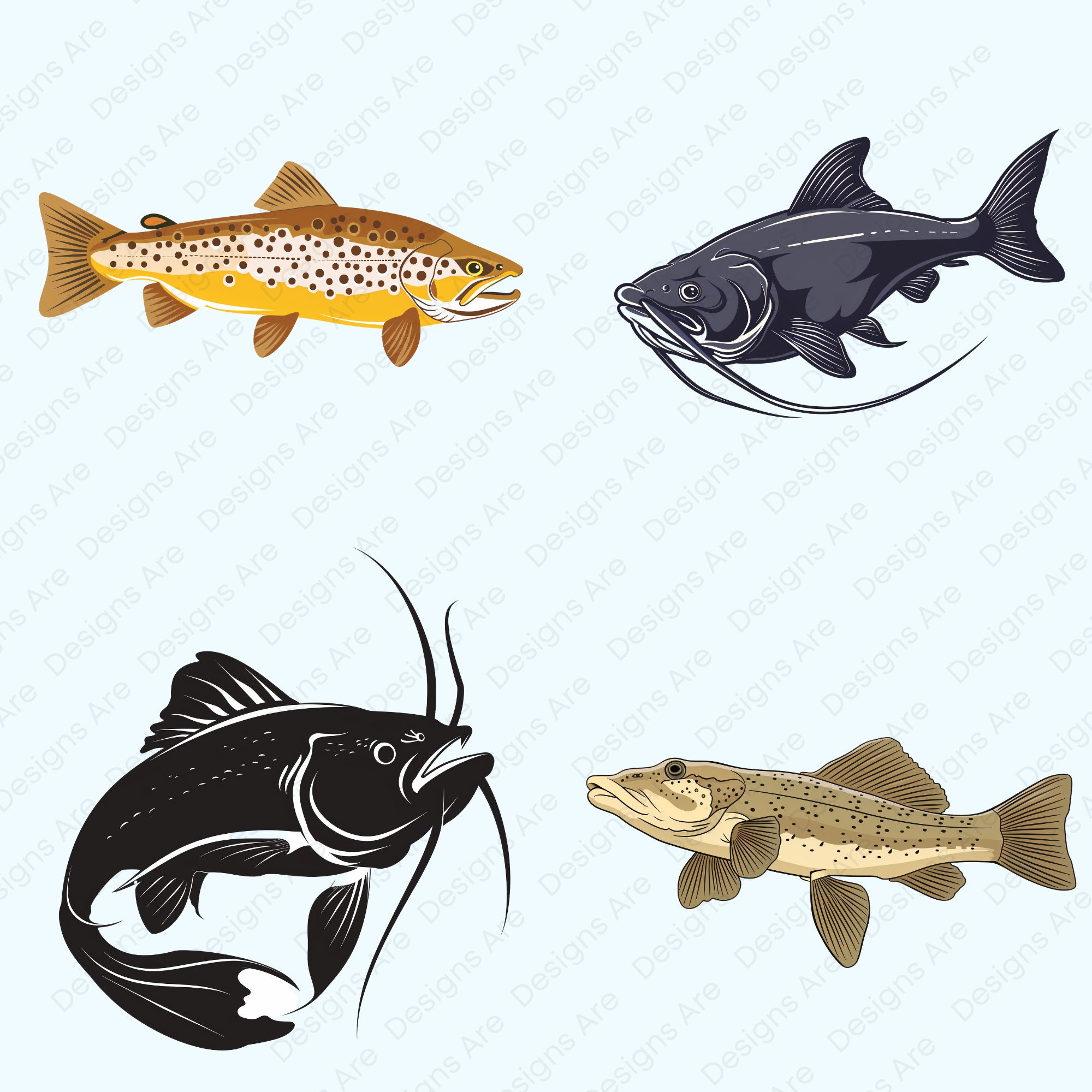 Lake Fish Clip Arts, Lake Fish PNG, Fish Illustration, Printable Art ...