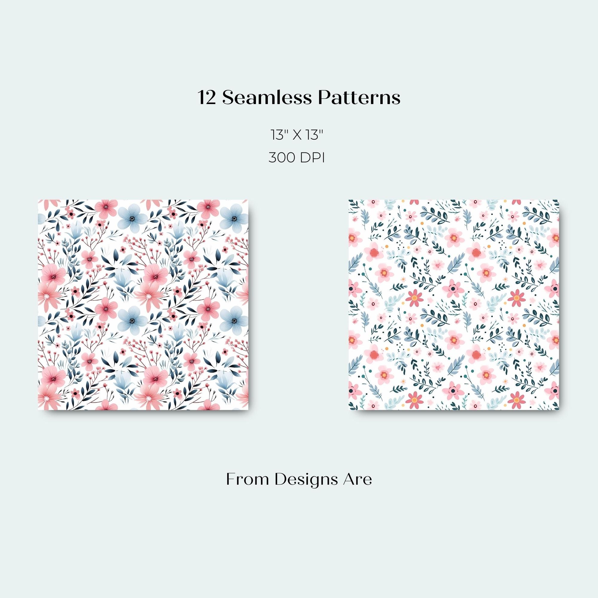 12 Seamless Lovely Flower Patterns, Digital Products, Seamless Patterns ...