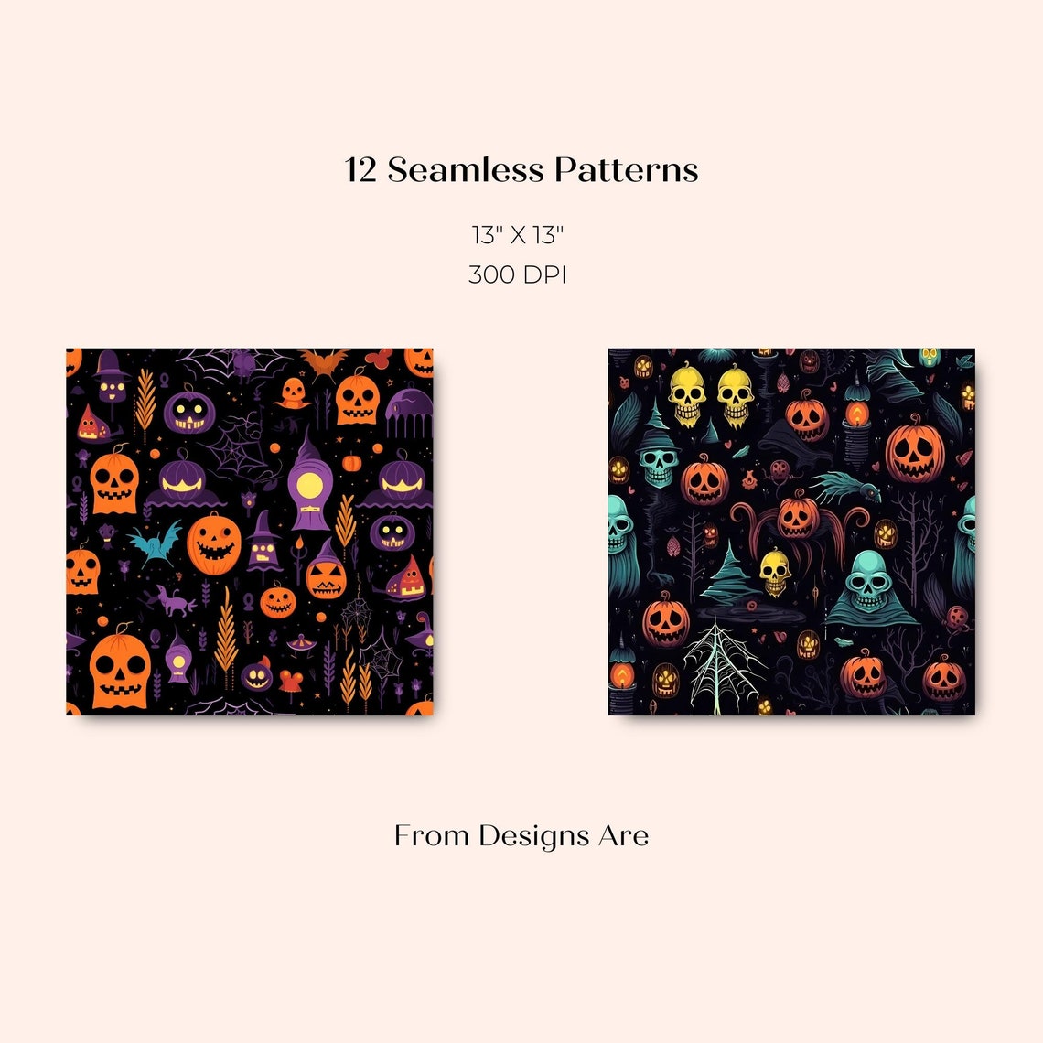 12 Spooky Halloween Patterns, Digital Products, Seamless Patterns ...
