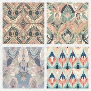 10 Seamless Boho Chic Patterns, Digital Papers, Seamless Pattern, Boho ...