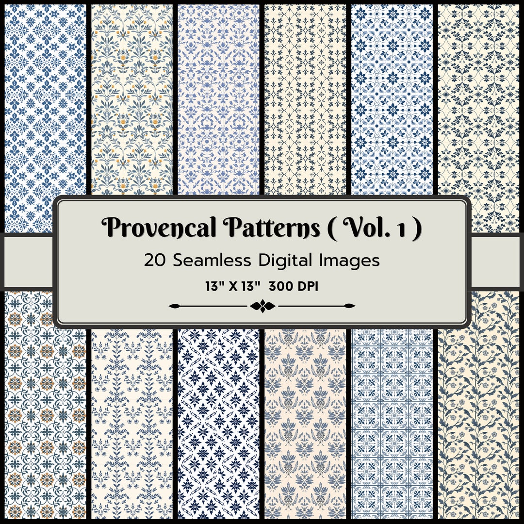 20 Provencal Patterns, DIY Arts and Crafts, Seamless Patterns, Craft ...