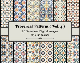 20 Provencal Patterns, DIY Arts and Crafts, Seamless Patterns, Craft ...