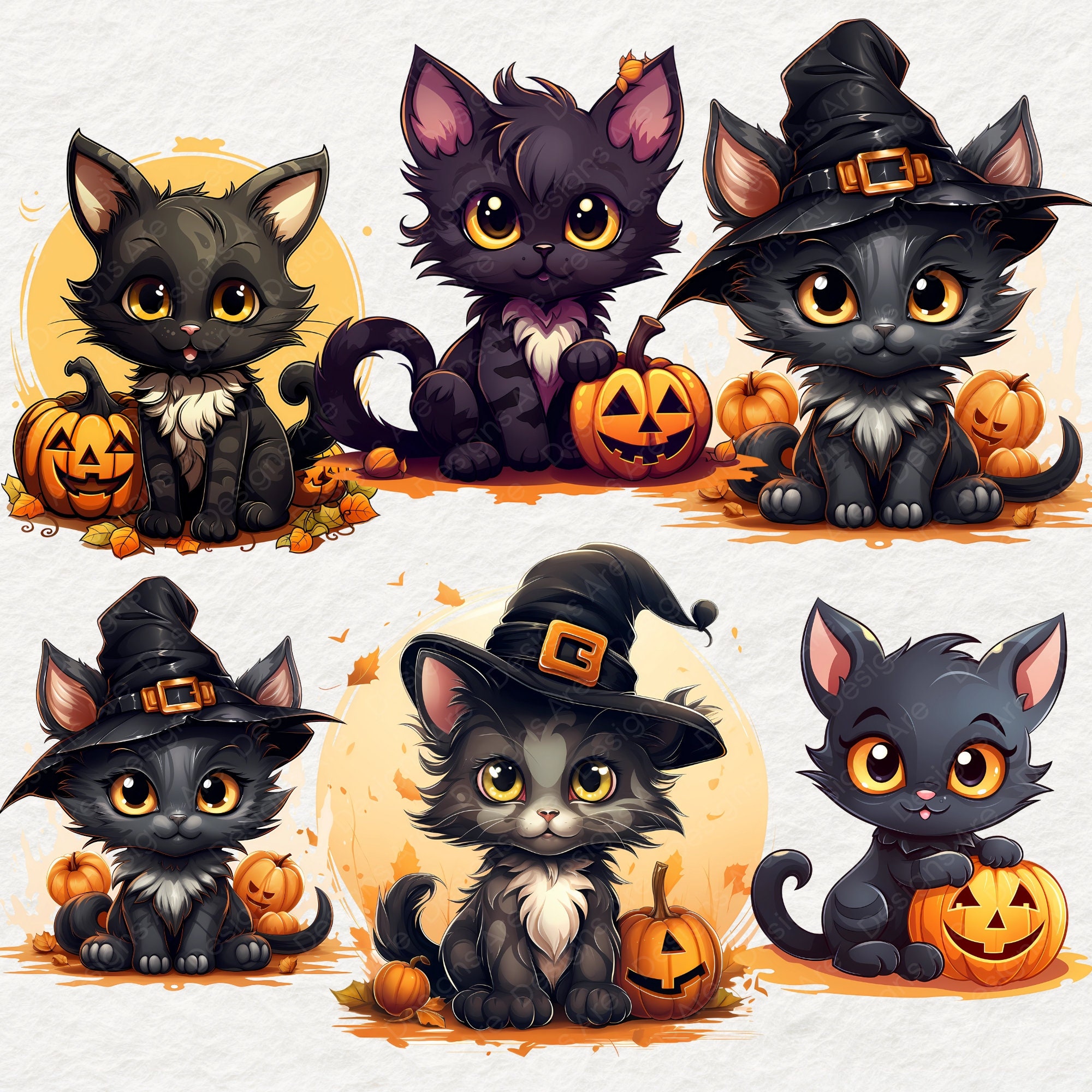 20 Halloween Kitty Clip Art, Digital Download, Creative Projects ...