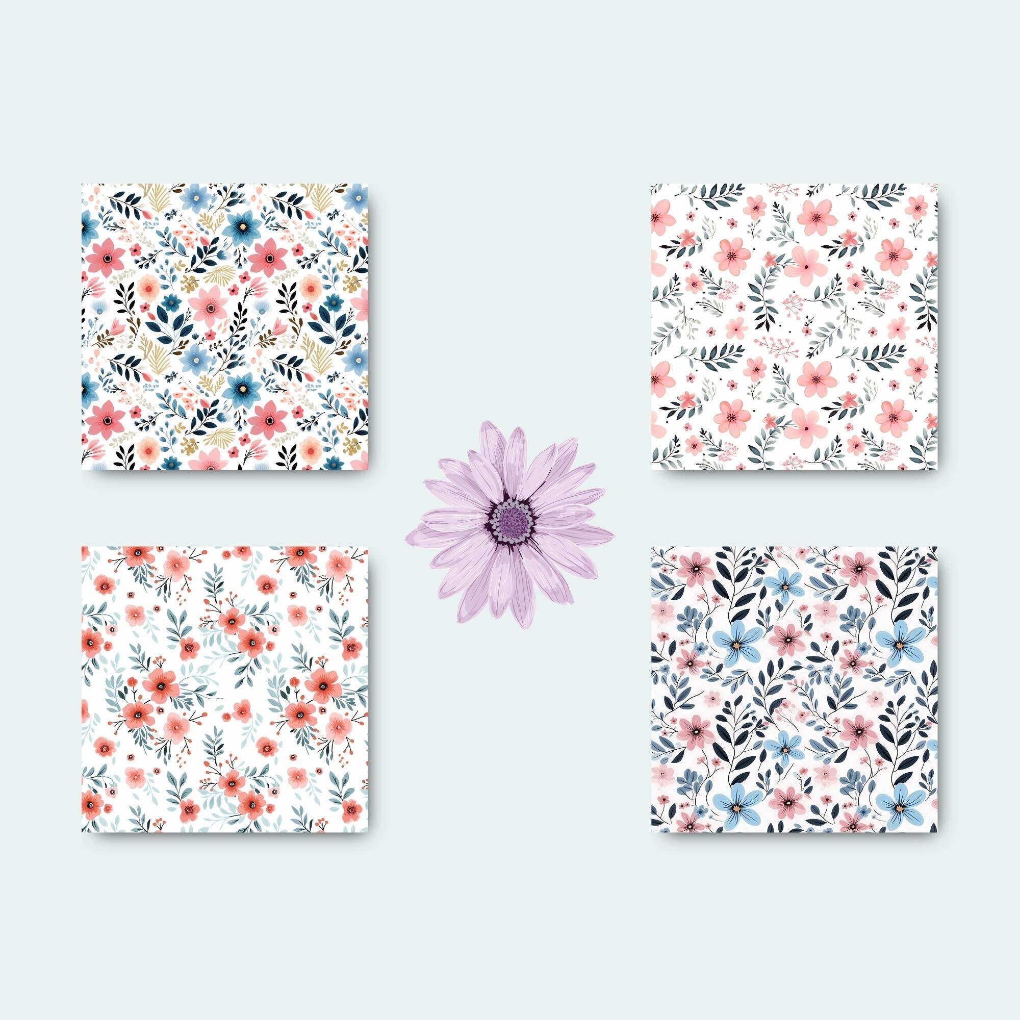 12 Seamless Lovely Flower Patterns, Digital Products, Seamless Patterns ...