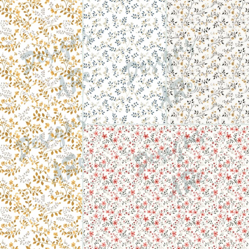 12 Seamless Dainty English Patterns, Digital Papers, Seamless Patterns ...