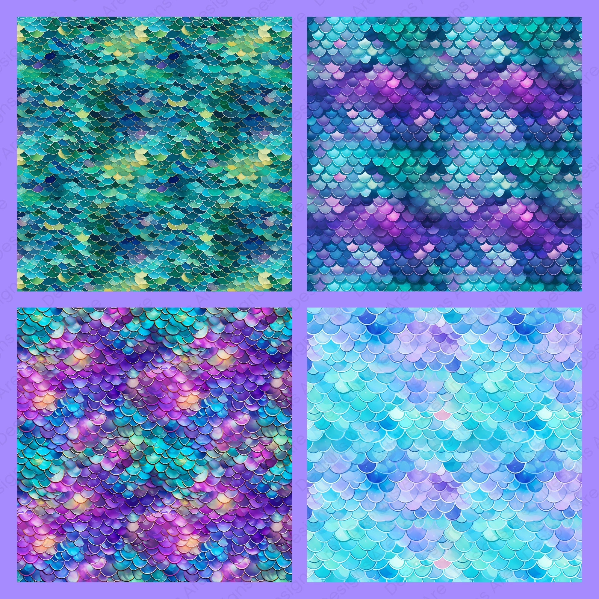 12 Seamless Mermaid Scale Patterns, Seamless Patterns, Ocean Patterns ...