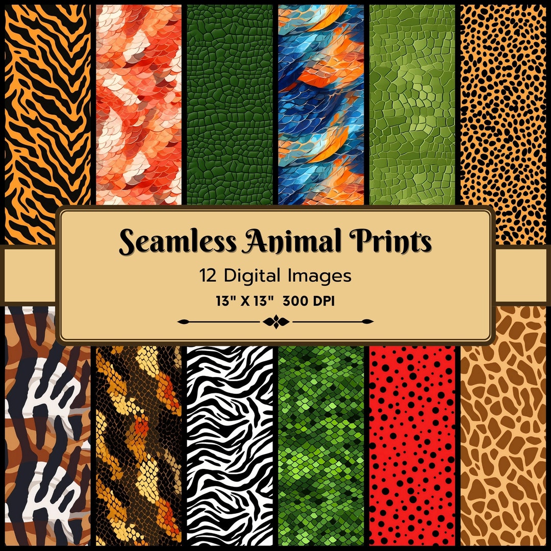 12 Seamless Animal Prints, Seamless Patterns, Printable Backgrounds ...