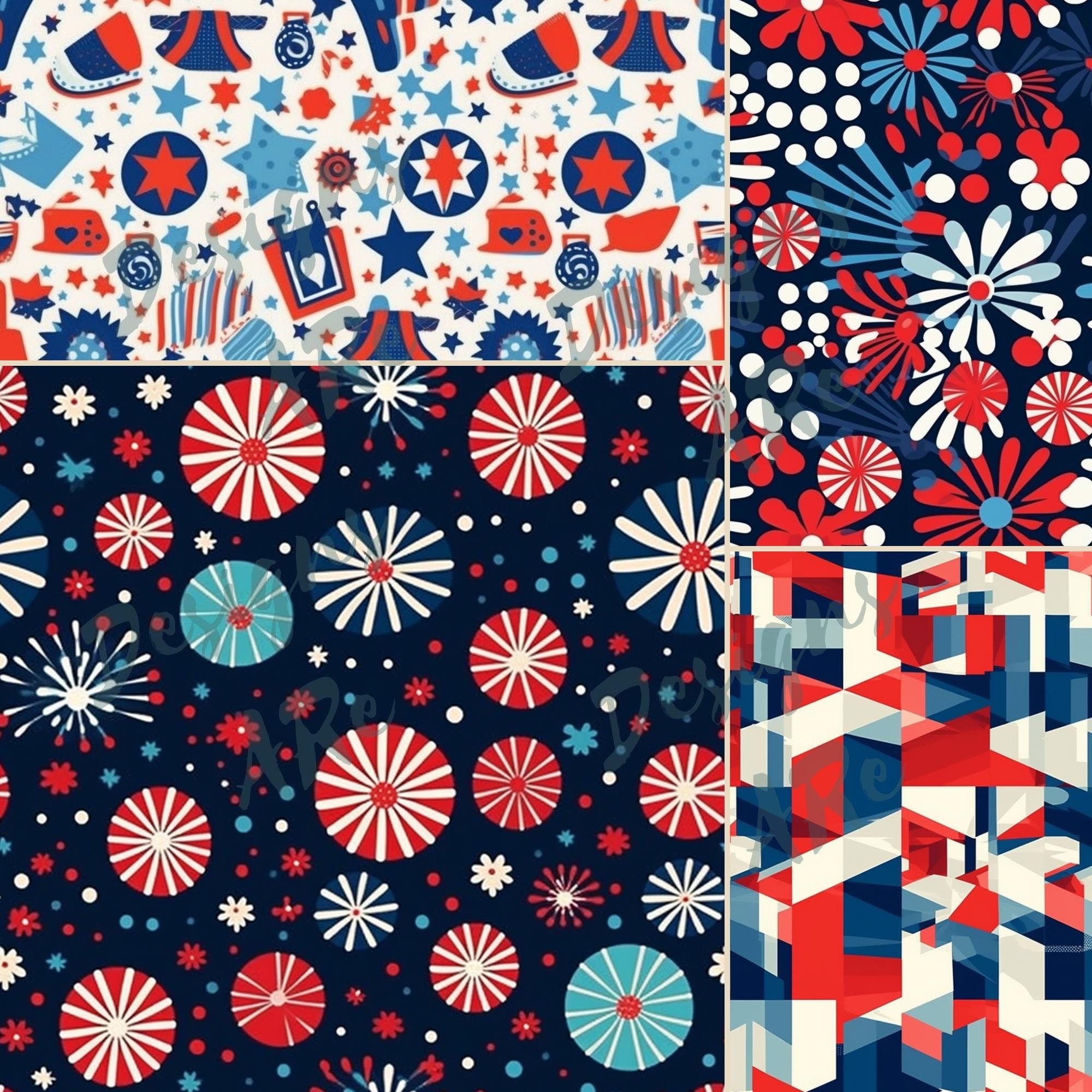 12 Seamless 4th of July Patterns, Patriotic Designs, Independence Day ...