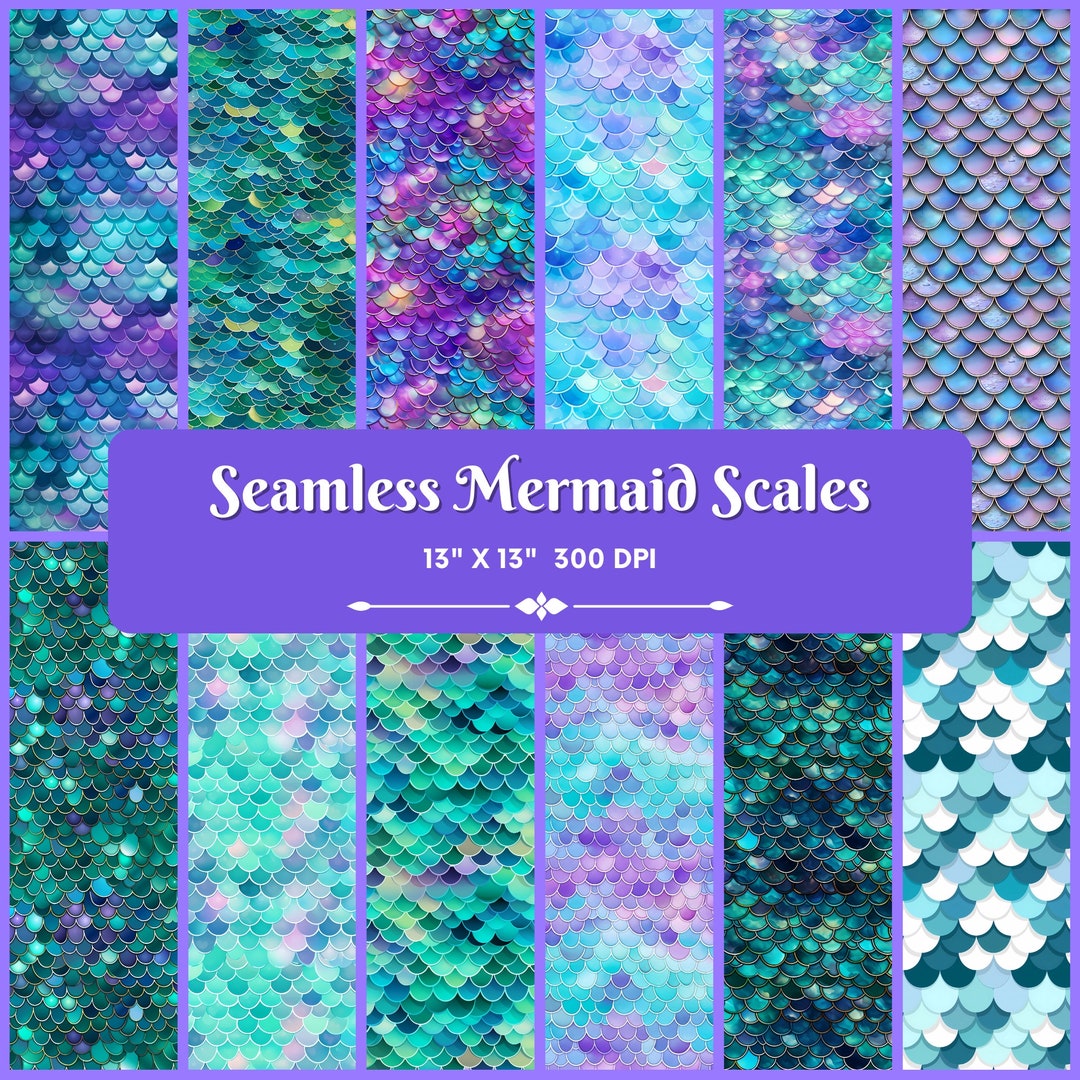 12 Seamless Mermaid Scale Patterns, Seamless Patterns, Ocean Patterns ...