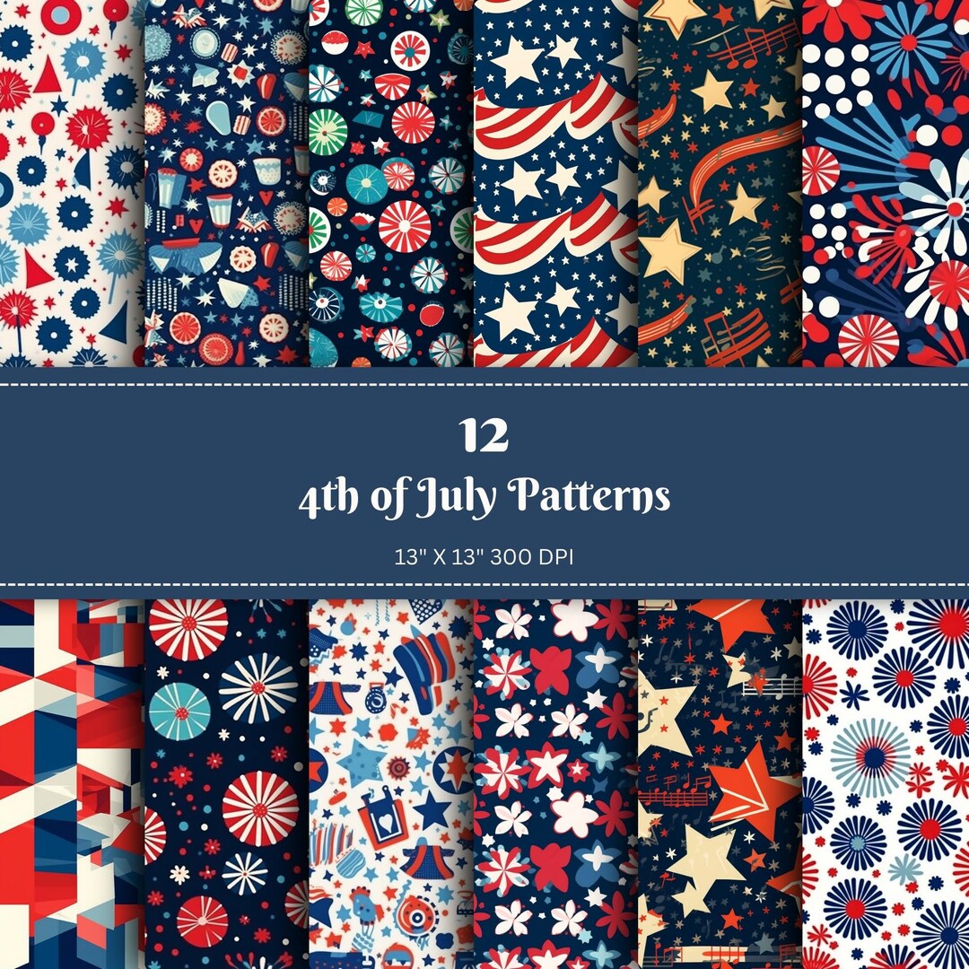 12 Seamless 4th of July Patterns Patriotic Designs - Etsy