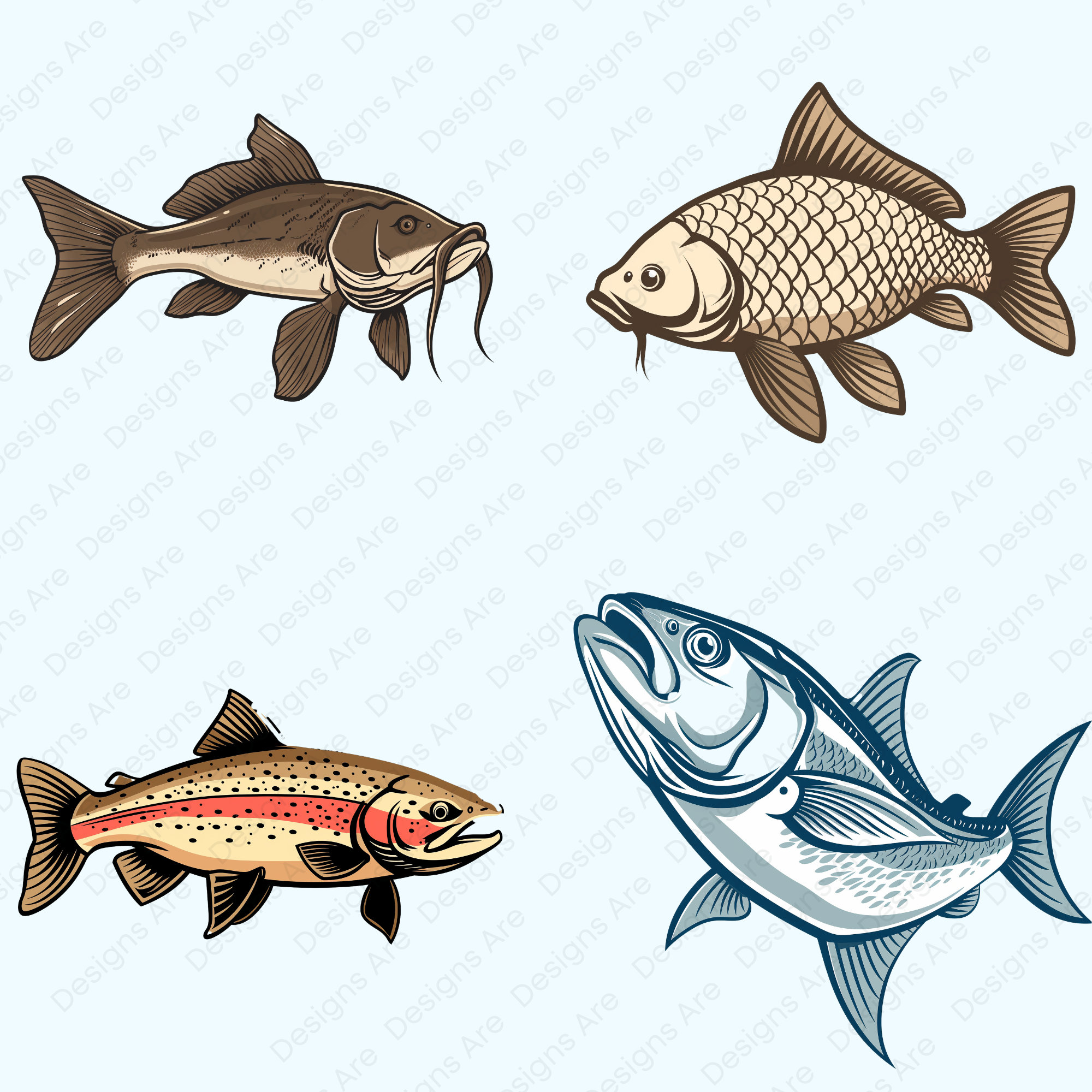 Lake Fish Clip Arts, Lake Fish PNG, Fish Illustration, Printable Art ...