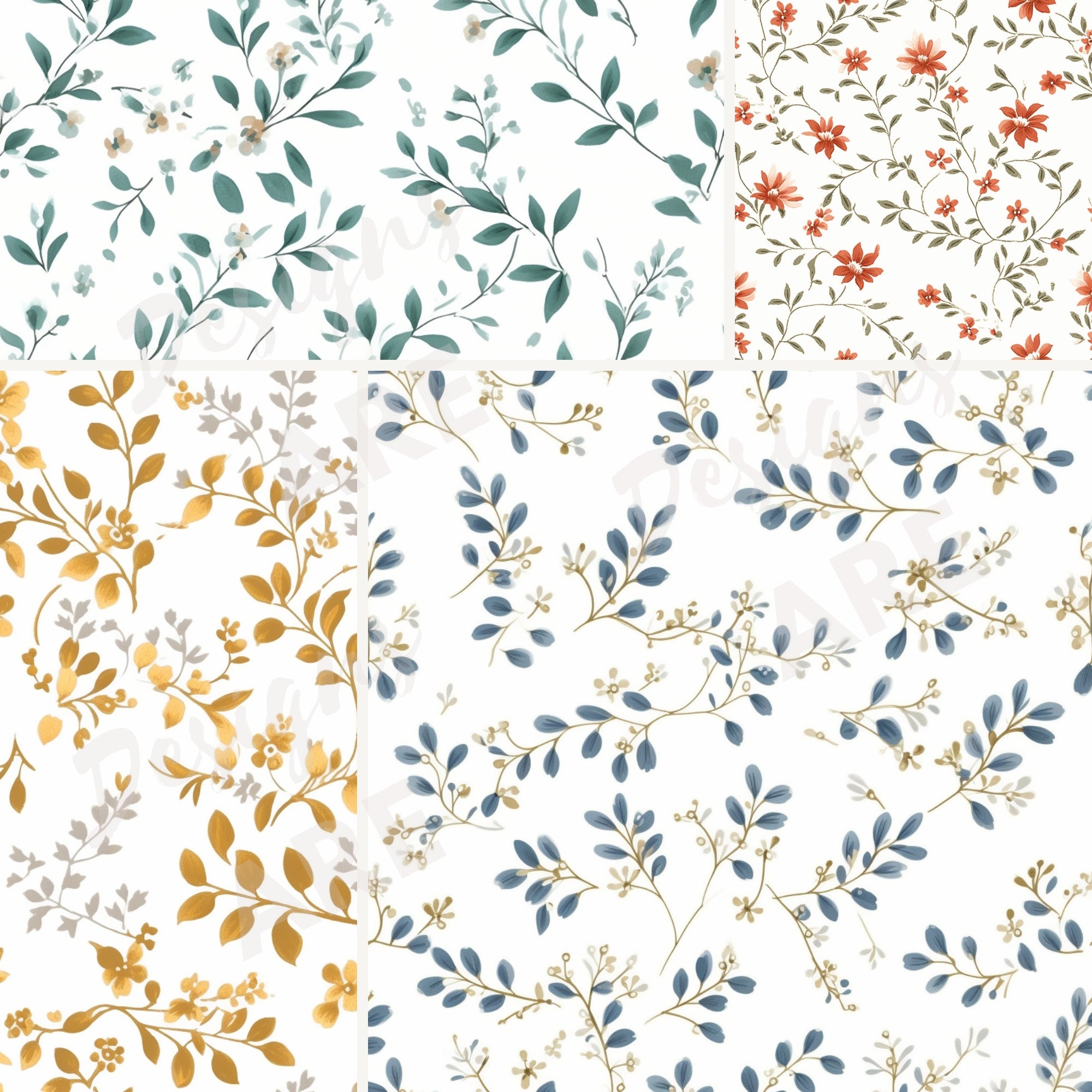 10 Seamless Dainty English Florals, Flowers Seamless Pattern, Floral ...