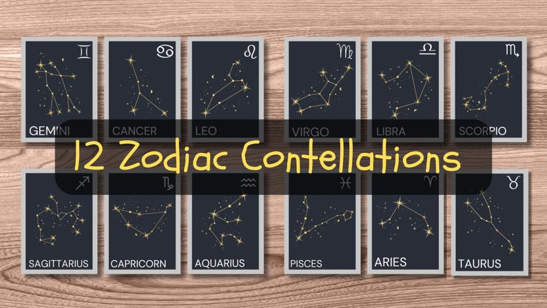 Solar System Planets & Zodiac Constellations Flashcards, Teaching and ...