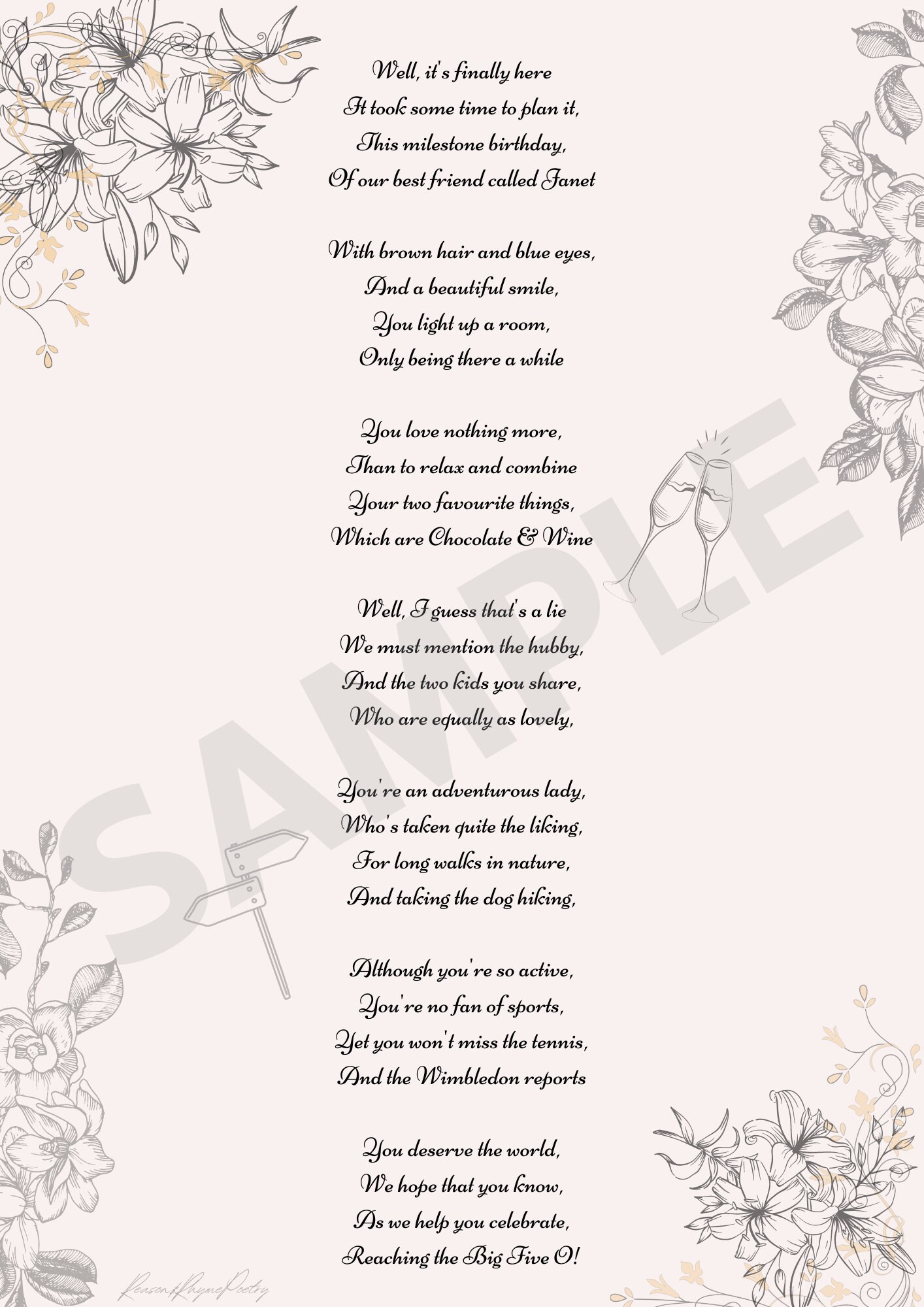 Personalised Birthday Poem Customised Birthday Gift Personalised ...