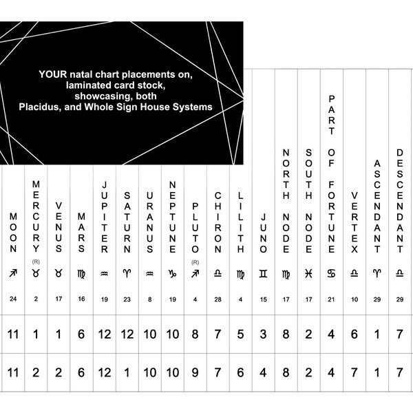Whole Sign Birth Chart - Etsy