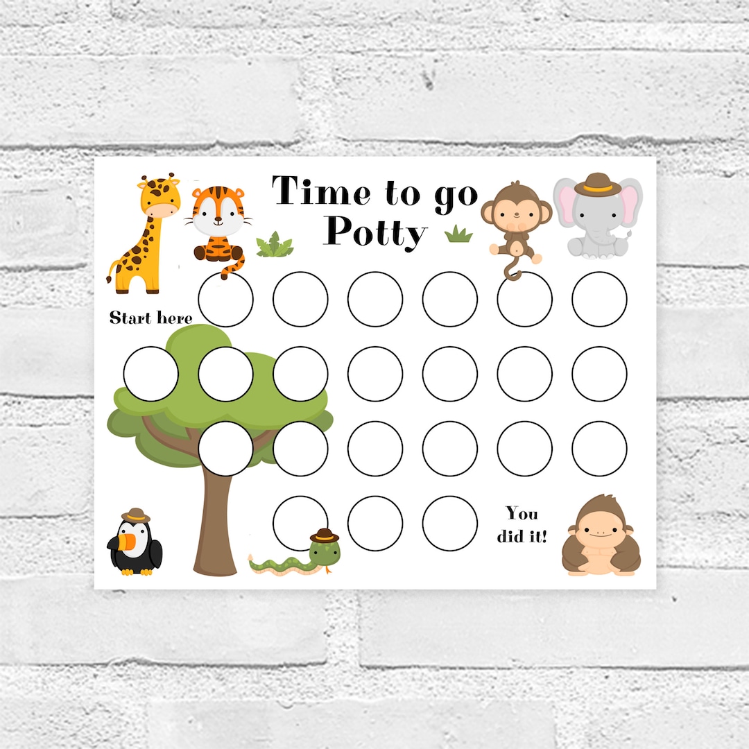 Animal Jungle Potty Training Chart Instant Download PDF and JPEG - Etsy
