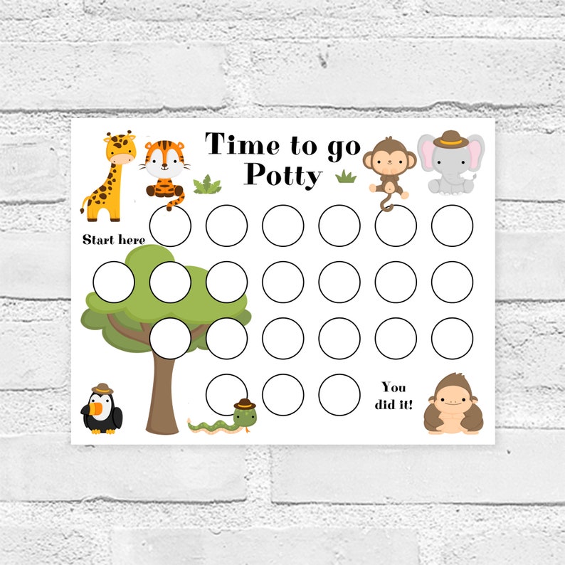 Animal Jungle Potty Training Chart Instant Download PDF and JPEG - Etsy