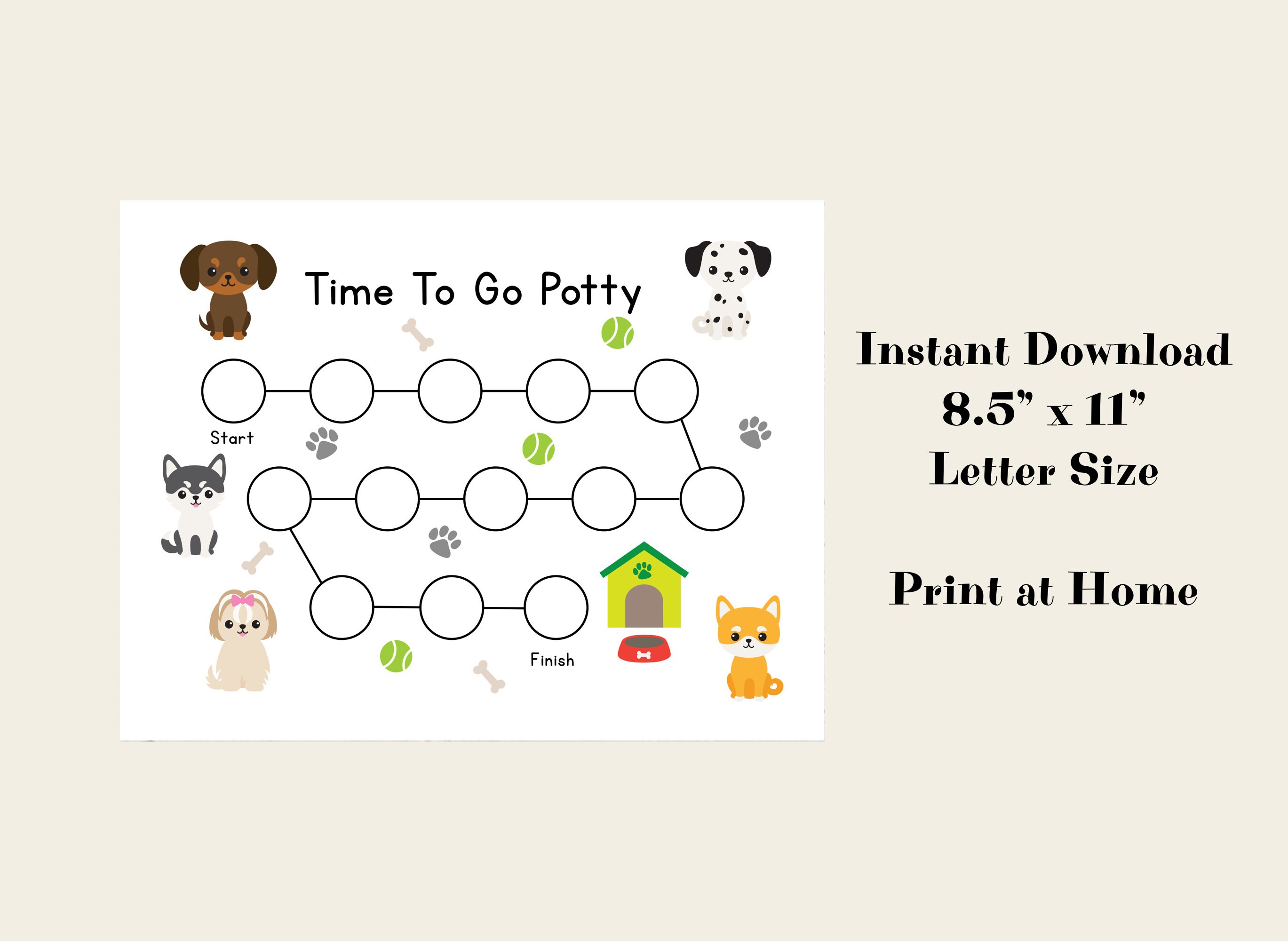 Puppy Potty Training Chart Instant Download PDF and JPEG - Etsy