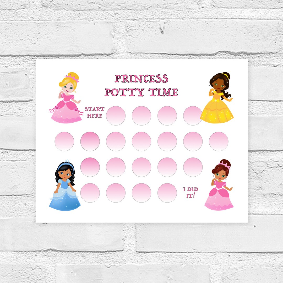 Princess Pink Potty Training Chart Instant Download PDF and JPEG - Etsy UK