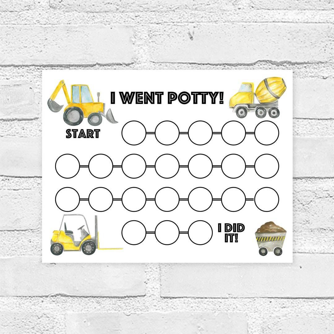 Construction Digger Potty Training Chart Instant Download - Etsy