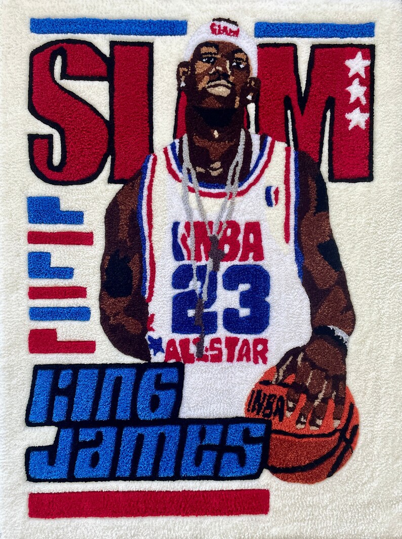 Lebron James Art Piece Rug Tufting Custom Rug Lakers Art Basketball Art ...