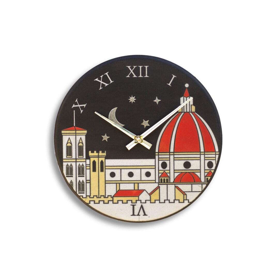 Handcrafted Raku Ceramic Wall Clock Design Firenze Notte With Roman ...