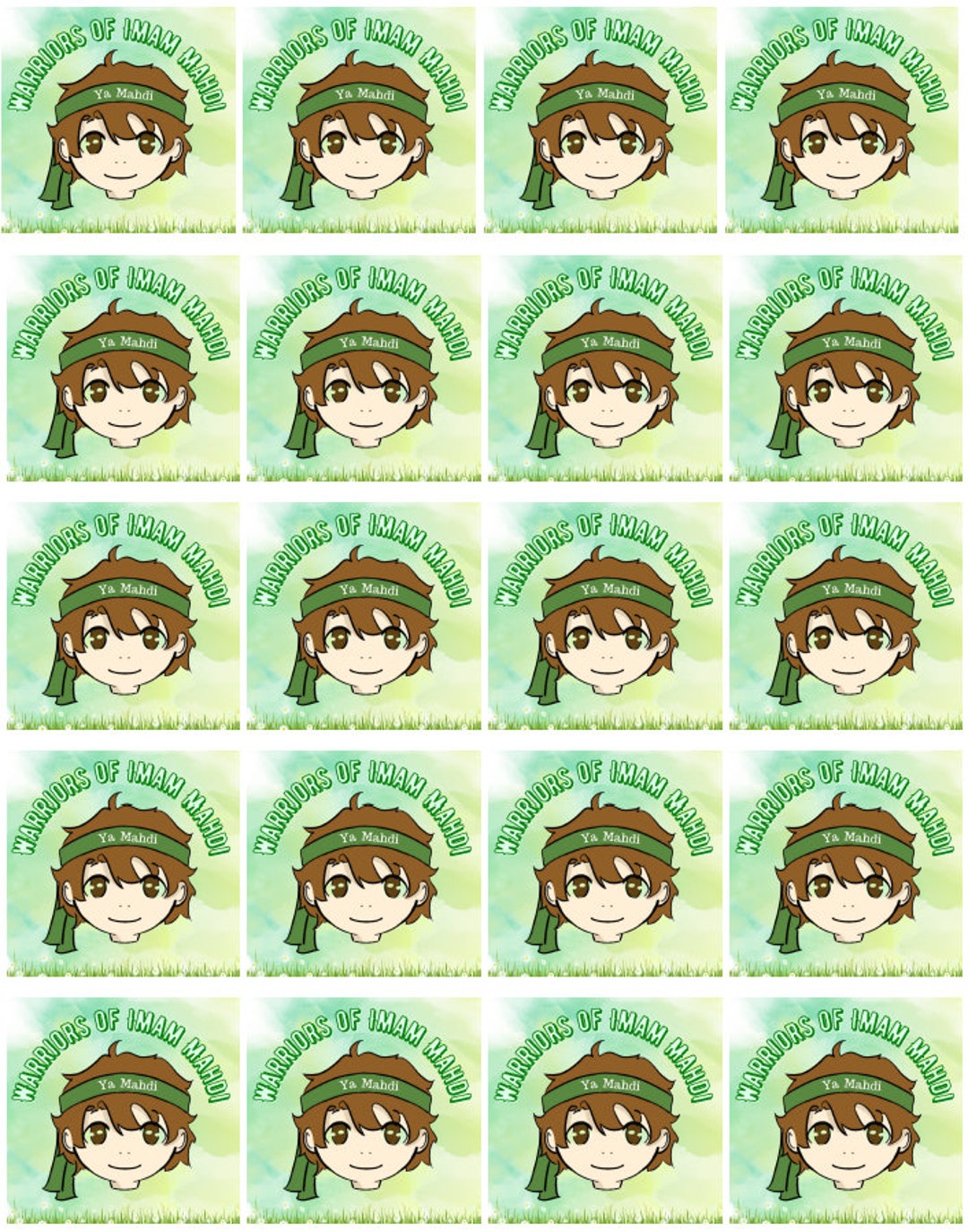 1 Sheet Digital Imam Mahdi Sticker Sheet, 20 Stickers 2 Inches Ya Mahdi ...