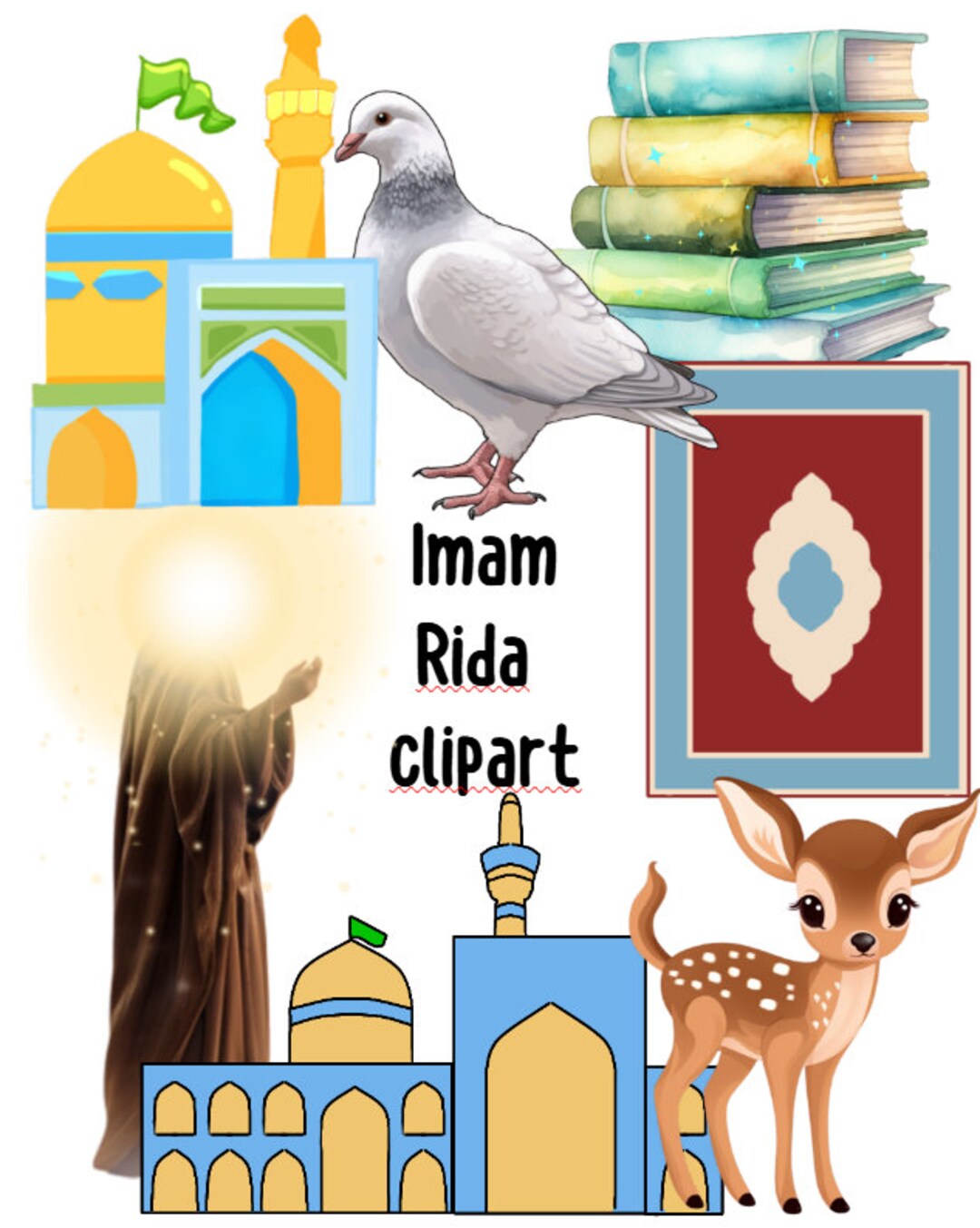 Imam Rida Illustrations, Hand Drawn, Imam Reza Clipart, Digital Clipart ...