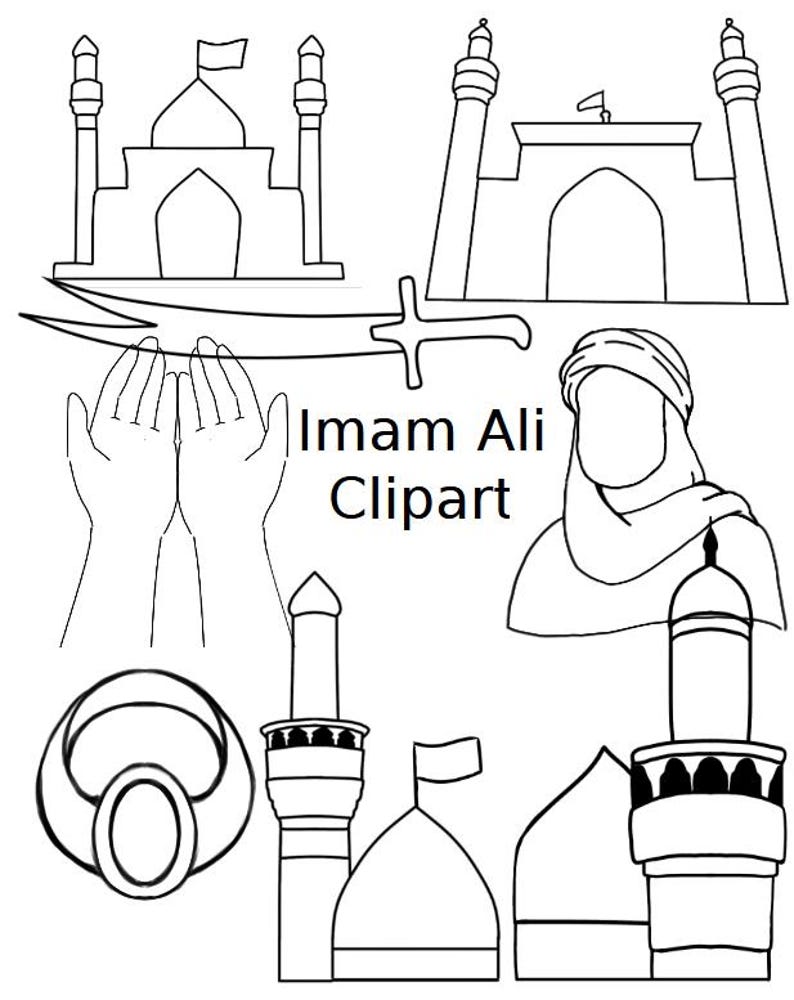 Imam Ali Black&white Illustrations, Hand Drawn, Imam Ali, Print Digital ...