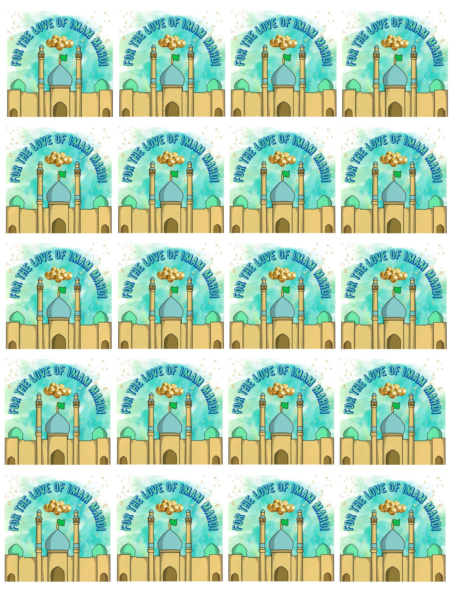 1 Sheet Digital Imam Mahdi Sticker Sheet, 18 Stickers 2.5 Inches Mahdi ...