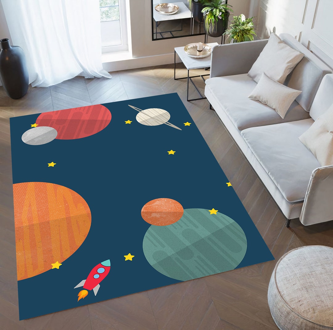 Rocket Rugplanets Carpetboys Room Rugrocket - Etsy