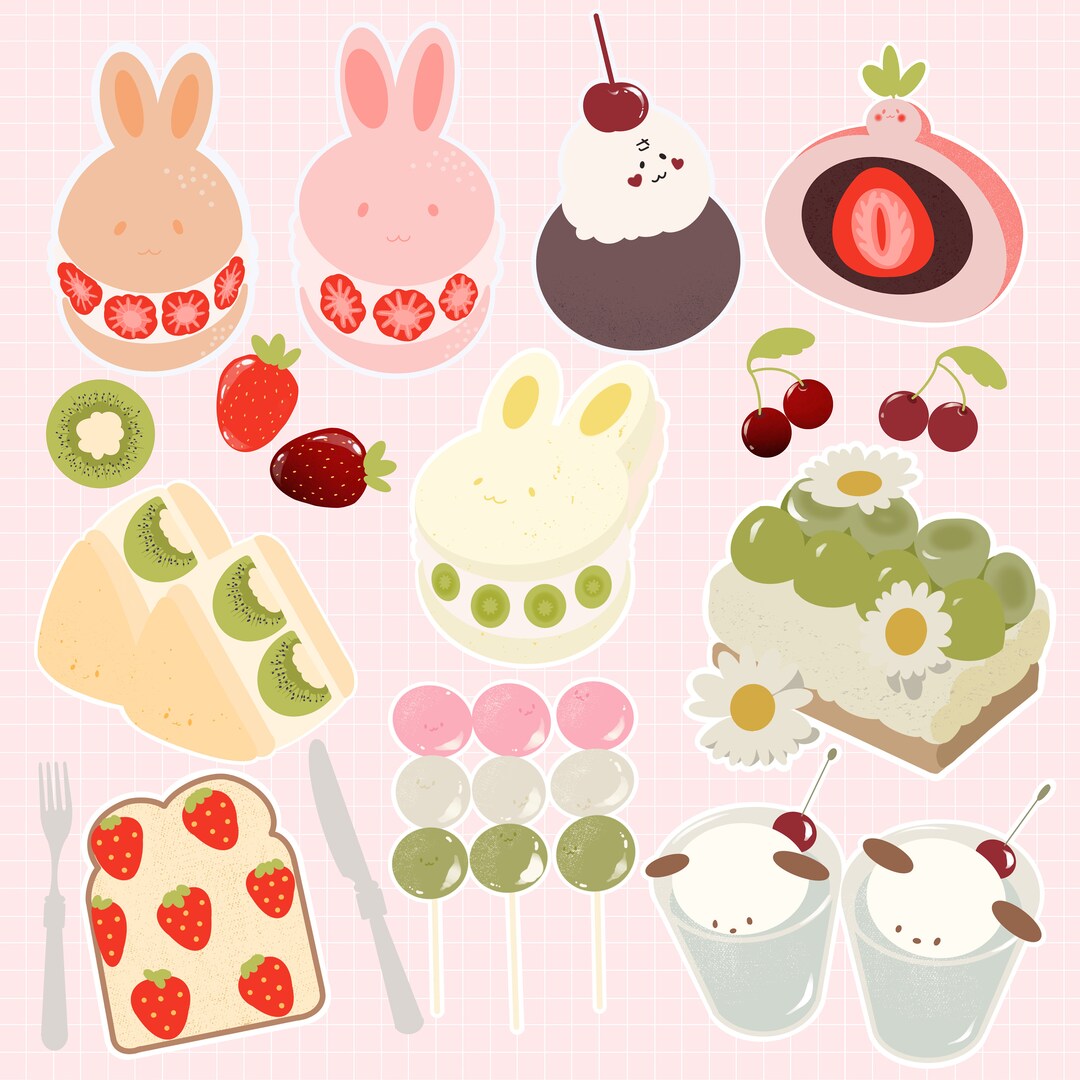 Cute Printable Digital Stickers of Japanese Kawaii Desserts - Etsy