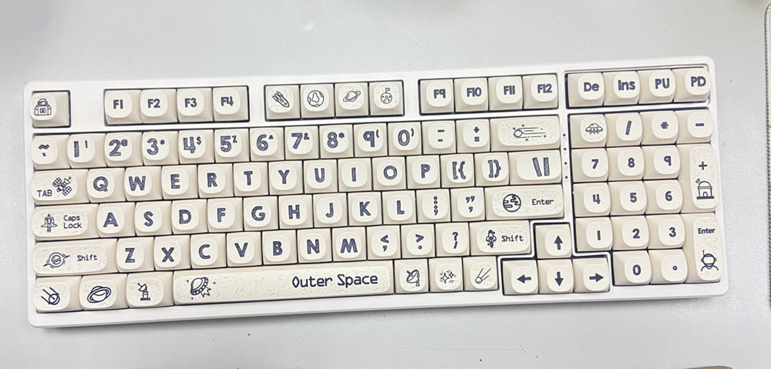 Kawaii Gaming Space Doodle Themed Keycaps PBT 119 Set MA Profile for ...