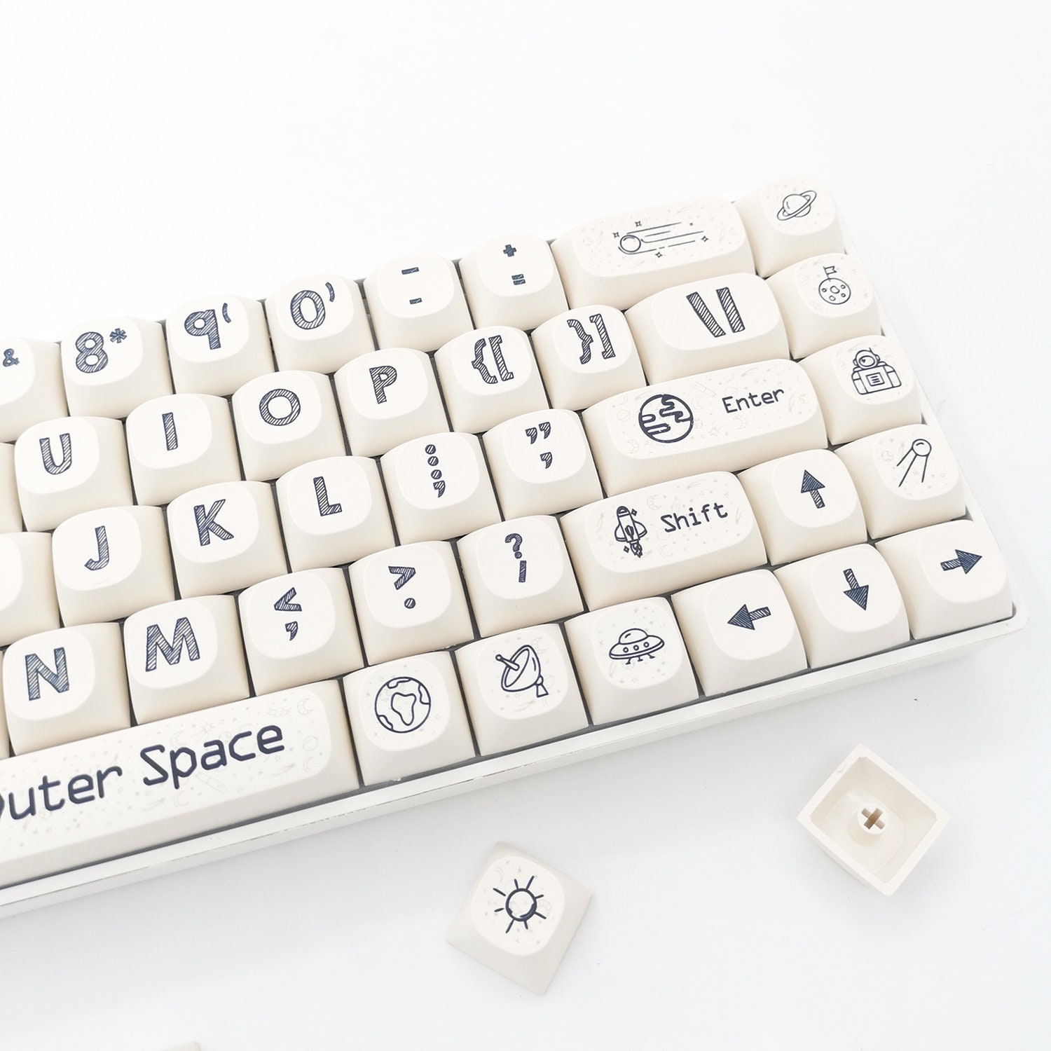 Kawaii Gaming Space Doodle Themed Keycaps PBT 119 Set MA Profile for ...