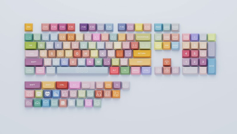 Kawaii Gaming Gummy Bear Keycaps PBT 133 Set XDA Profile for Mechanical ...