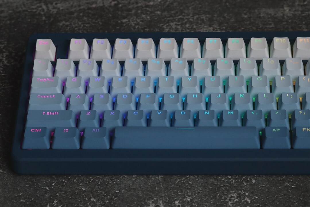 Kawaii Gaming Blue Gradient Keycaps PBT 104 Set OEM Profile for ...