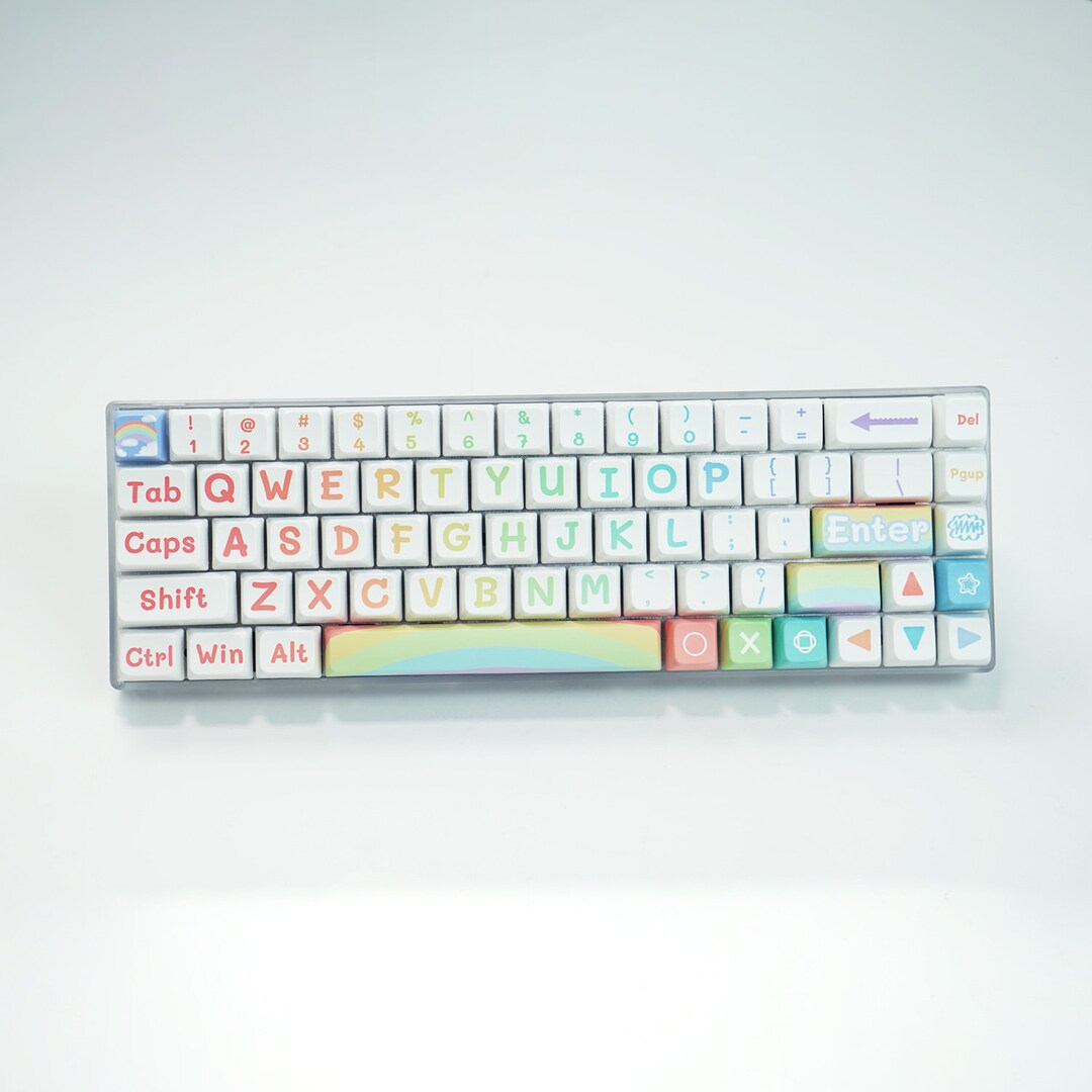 Kawaii Gaming Rainbow Coloured Keycaps PBT 125 Set MDA Profile for ...