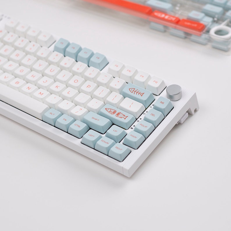 Kawaii Gaming Salmon Themed Keycaps PBT 139 Set MDA Profile - Etsy