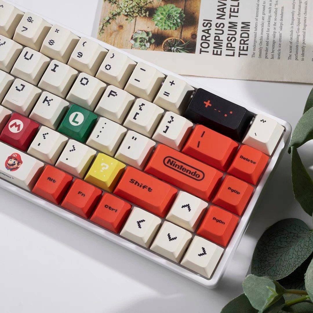 Kawaii Gaming 2 DESIGNS Mario Inspired Keycaps PBT 122 Set Cherry ...