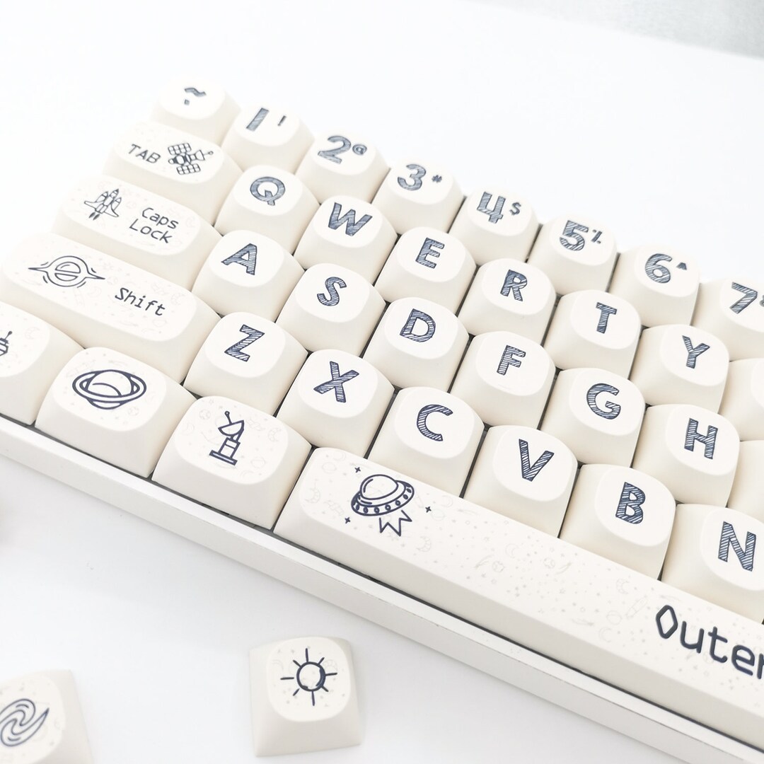 Kawaii Gaming Space Doodle Themed Keycaps PBT 119 Set MA Profile for ...
