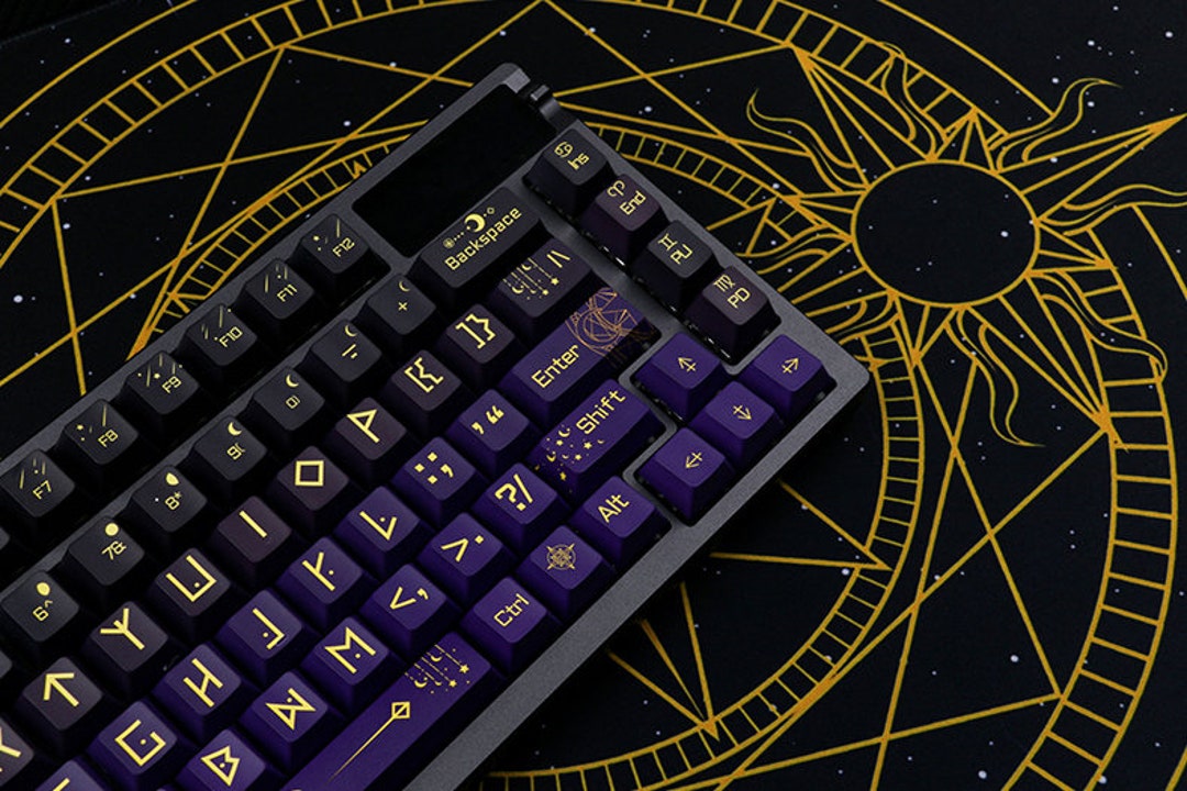 Kawaii Gaming Astrology Starry Night Themed Keycaps PBT 130 Set OEM ...