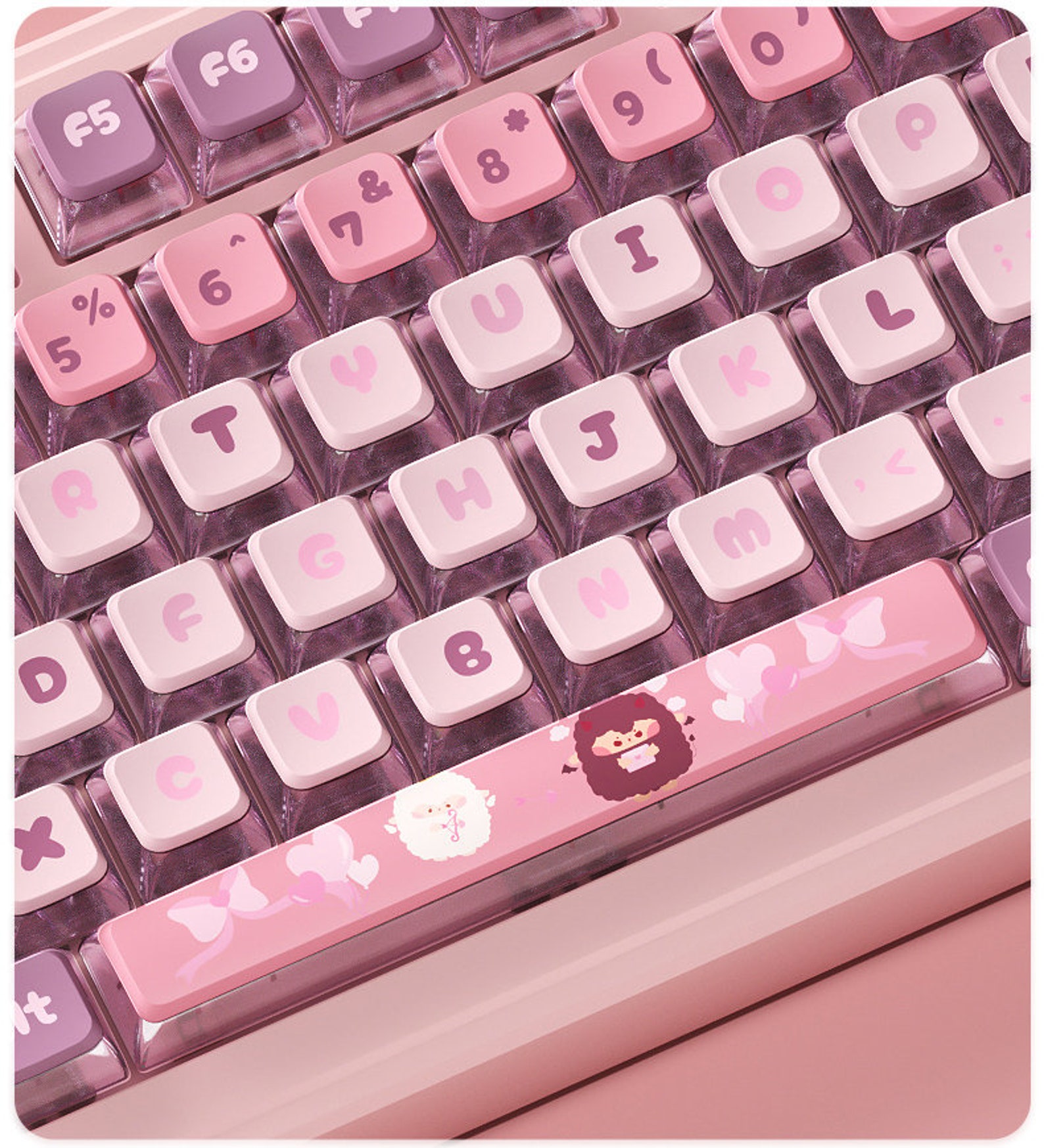 Kawaii Gaming Angel and Devil Sheep Themed Keycaps PBT 119 Set ASA ...