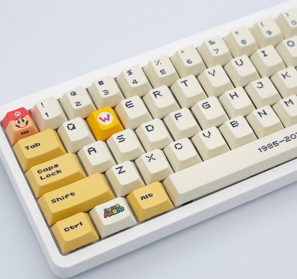 Kawaii Gaming 2 DESIGNS Mario Inspired Keycaps PBT 122 Set Cherry ...
