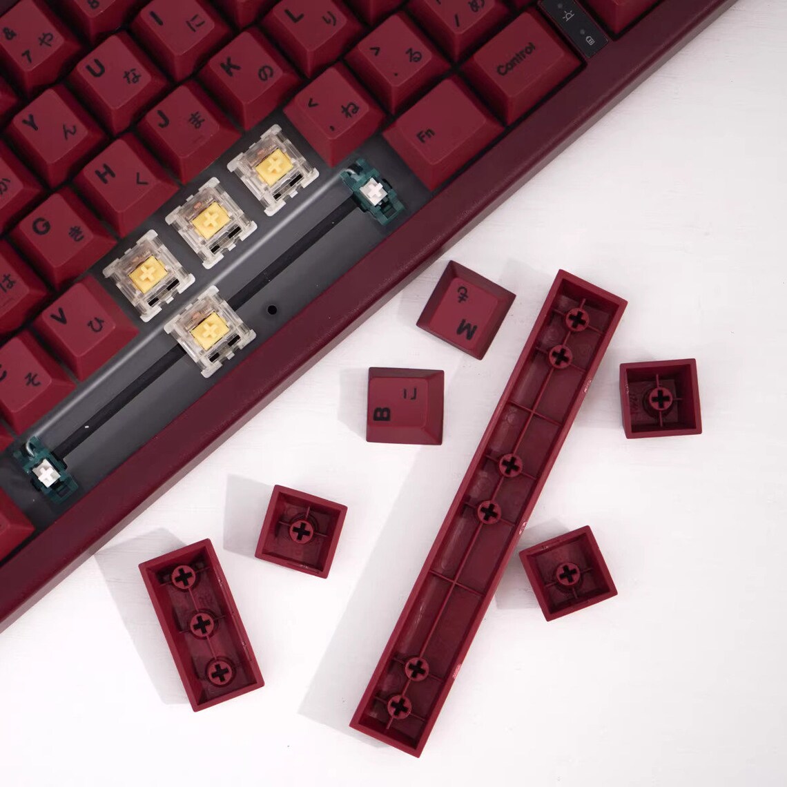 Kawaii Gaming Simple Burgundy Keycaps PBT 140 Set Cherry - Etsy
