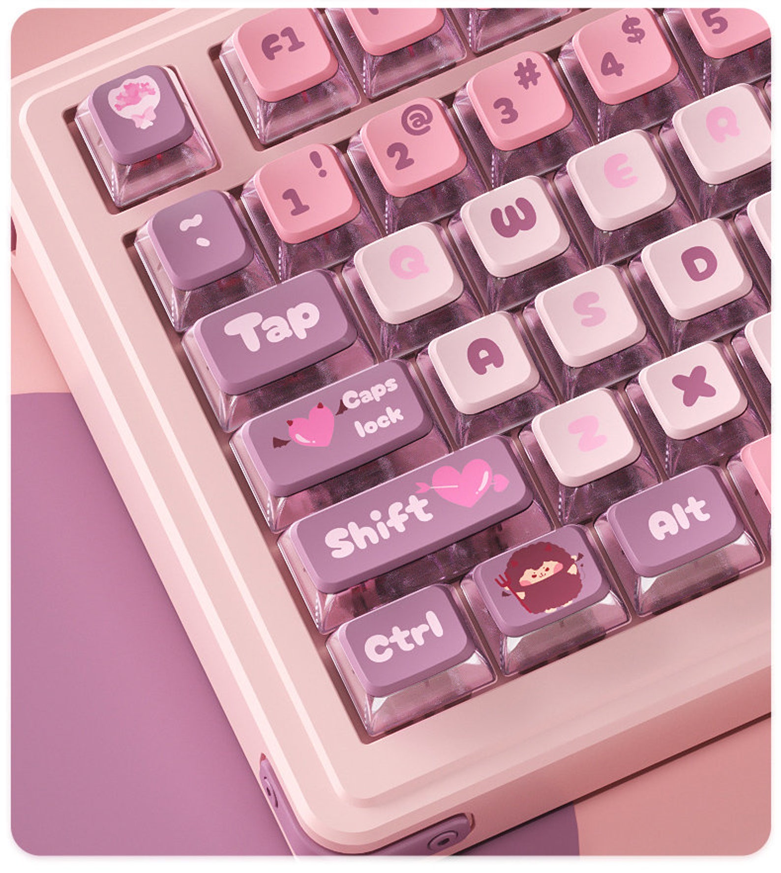 Kawaii Gaming Angel and Devil Sheep Themed Keycaps PBT 119 Set ASA ...