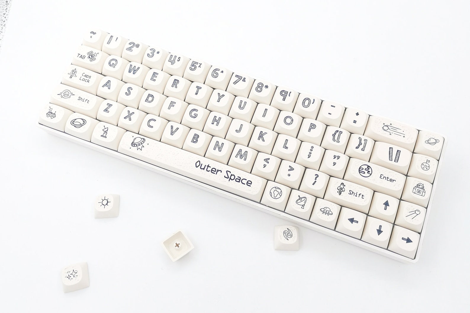 Kawaii Gaming Space Doodle Themed Keycaps PBT 119 Set MA Profile for ...