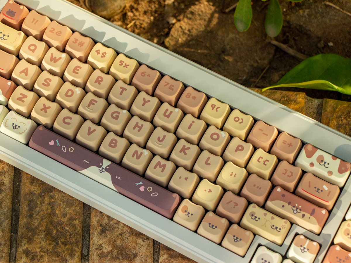 Kawaii Gaming Doggy Shaped Puppy Keycaps PBT 141 Set MAO Profile for ...