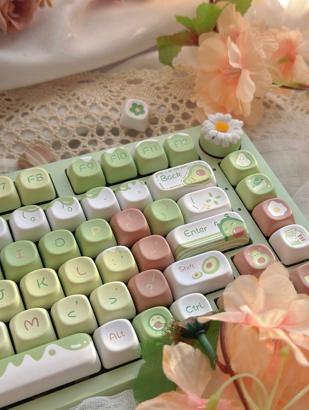 Kawaii Gaming Avocado Themed Keycaps PBT 136 Set XOA Profile for ...