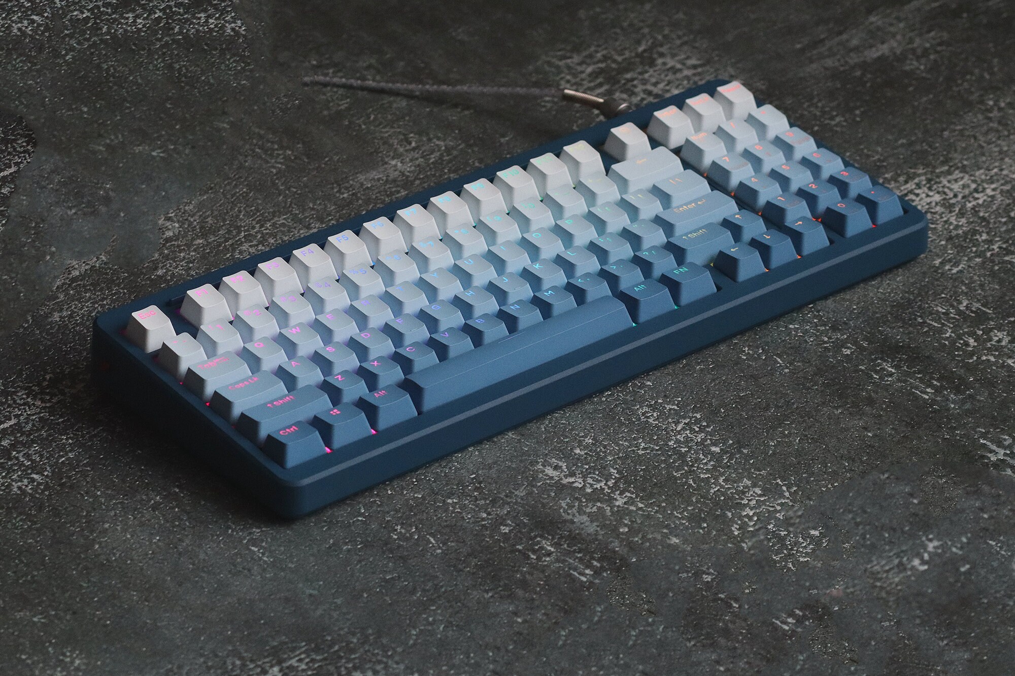 Kawaii Gaming Blue Gradient Keycaps PBT 104 Set OEM Profile for ...